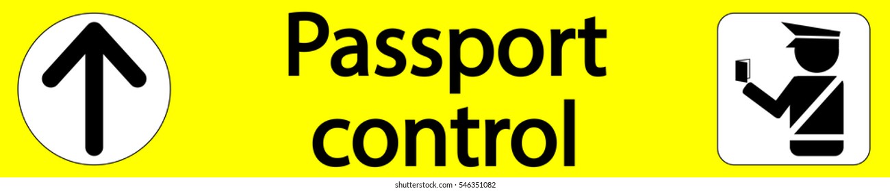 Vektor Stok Passport Control Airport Sign Vector Illustration (Tanpa ...