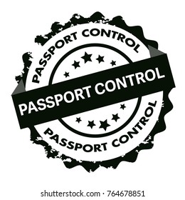 Passport Control Text On Black Round Stock Vector (Royalty Free ...