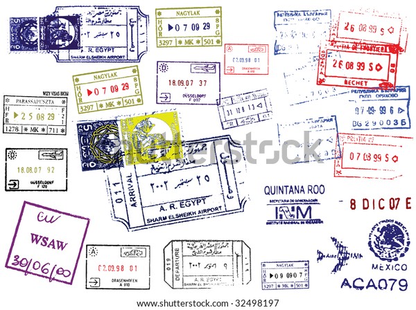 Passport Stamps This Image Vector Illustration 库存矢量图（免版税）32498197 ...