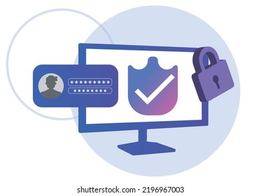 Password Manager Theme Check Symbol Shield Stock Vector (Royalty Free ...
