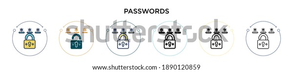 Passwords Icon Filled Thin Line Outline Stock Vector (Royalty Free ...