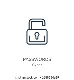 Passwords Icon Thin Linear Passwords Outline Stock Vector (Royalty Free ...