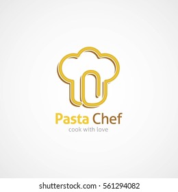 Vektor Stok Pasta Chef Logo Design Template Flat (Tanpa Royalti ...