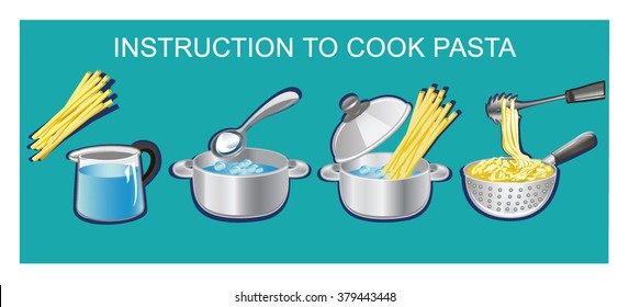 Pasta Cook Instruction Stock Vector (Royalty Free) 379443448