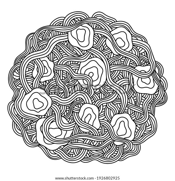 Pasta spaghetti and meatballs coloring page stock vector illustration ...
