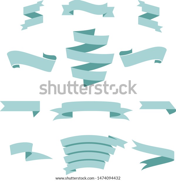 Pastel Blue Ribbon Set Inisolated Celebration Stock Vector (Royalty ...