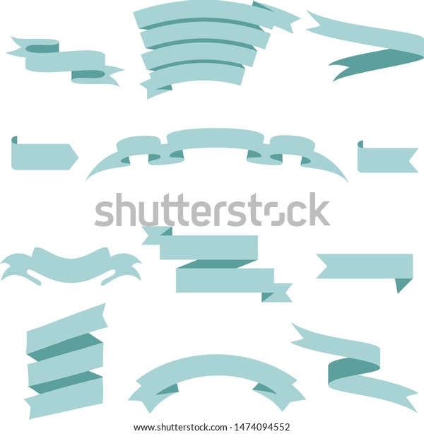 Pastel Blue Ribbon Set Inisolated Celebration Stock Vector (Royalty ...