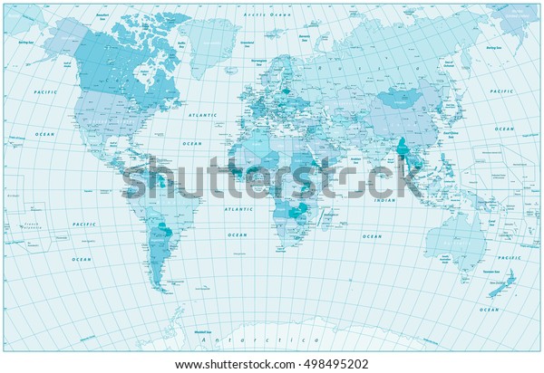 Pastel Blue World Map Design Highly Stock Vector (Royalty Free ...