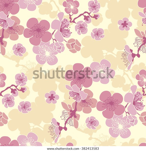 Pastel Color Cherry Blossom Vector Pattern Stock Vector (Royalty Free ...