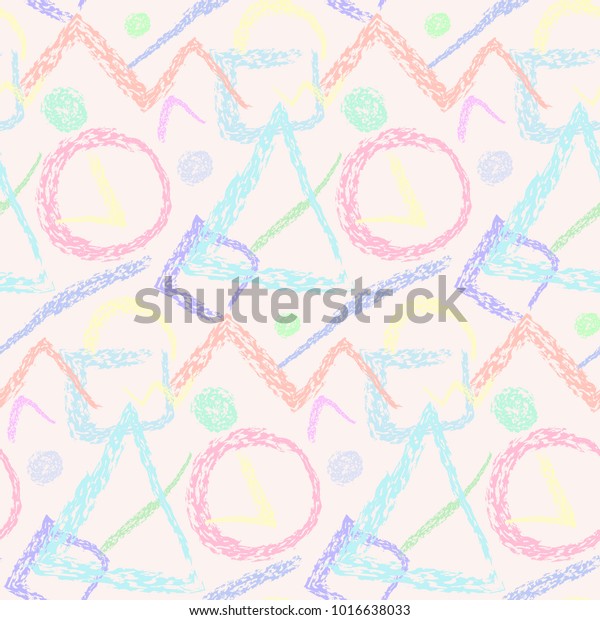 Pastel color scandinavian seamless pattern with grunge geomentric ...