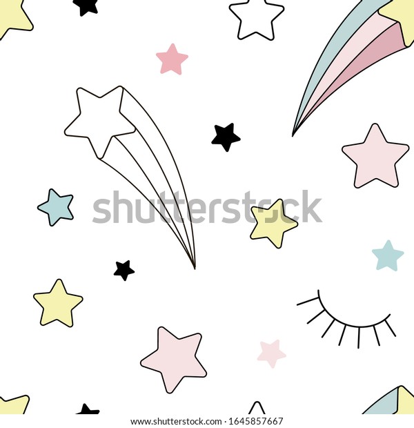 Pastel Rainbow Star Seamless Vector Pattern Stock Vector (Royalty Free ...