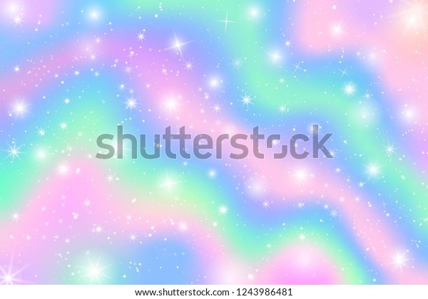 Pastel rainbow theme holographic circle bokeh cloud illustration ...