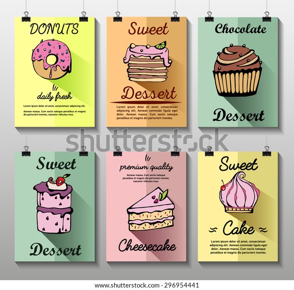 Pastry Bakery Desserts Mini Poster Set Stock Vector (Royalty Free ...