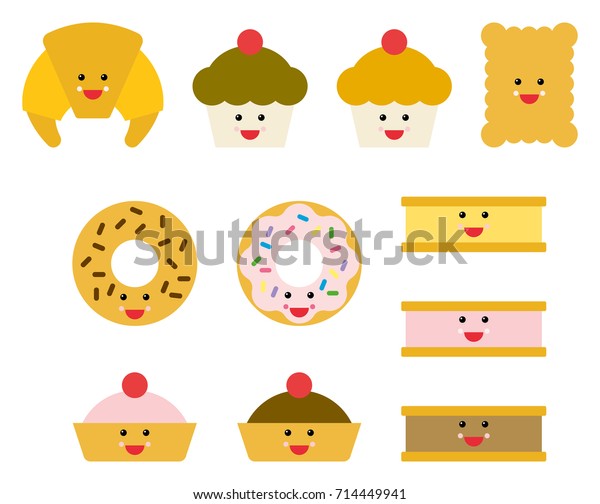 Pastry Cute Emojis Stock Vector (Royalty Free) 714449941 | Shutterstock