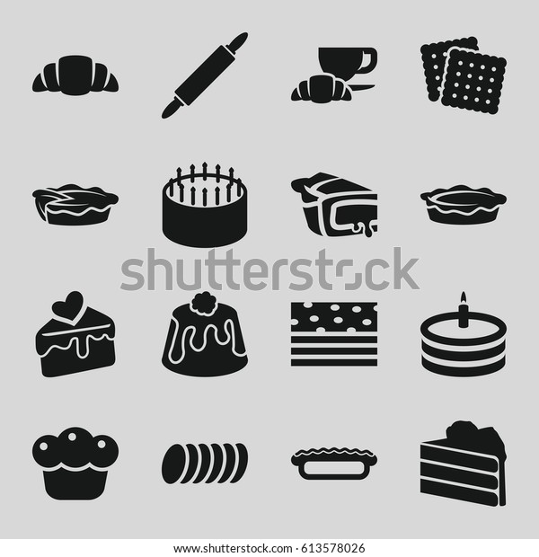 Pastry Icons Set Set 16 Pastry Stock Vector (Royalty Free) 613578026