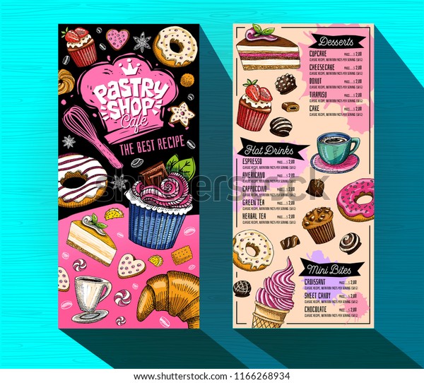 Pastry Shop Cafe Menu Template Colorful Stock Vector (Royalty Free ...