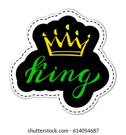Patch Badge Sticker Word King Crown Stock Vector (Royalty Free ...