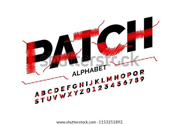 Patched Font Stitched Thread Embroidery Font Stock Vector (Royalty Free ...