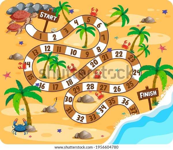 Path Board Game Beach Theme Illustration Stock Vector (Royalty Free ...