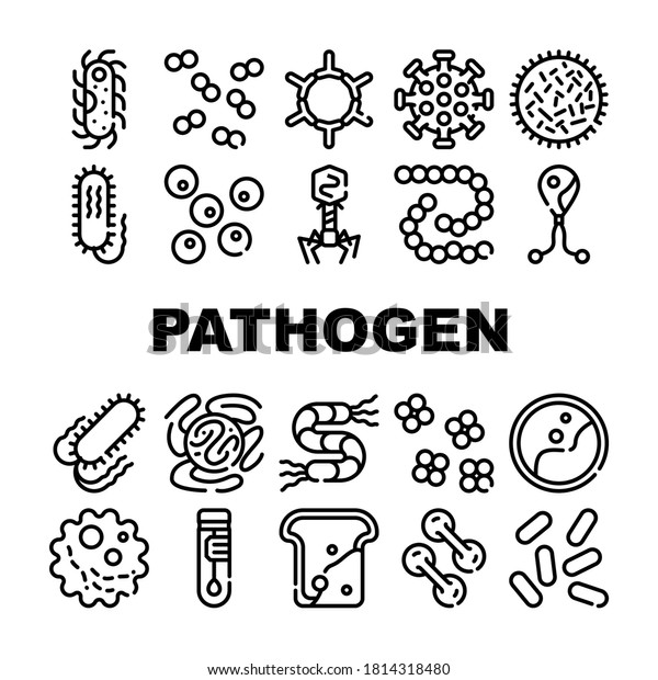 Virus Pathogen Virus Disease Colección Icons: vector de stock (libre de ...