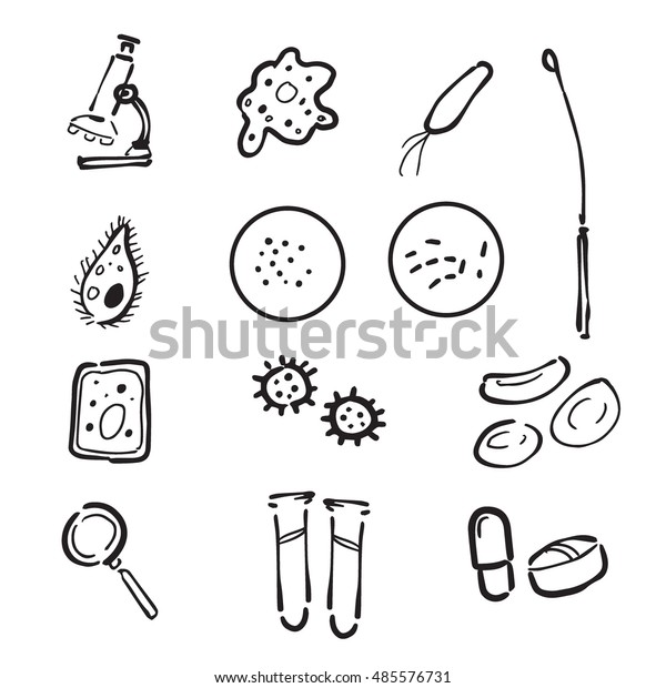 Pathology Lab Cartoon Drawing Icons Set Stock Vector (Royalty Free ...