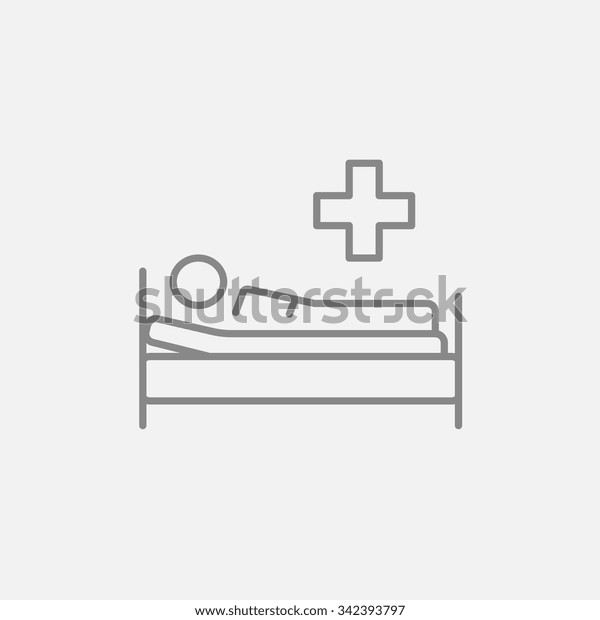 Patient Lying On Bed Line Icon Stock Vector (Royalty Free) 342393797 ...
