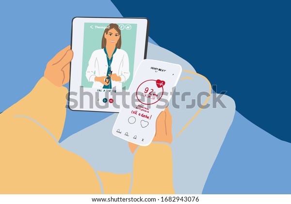 Patient Talking By Mobile Phone Doctor Stock Vector (Royalty Free ...