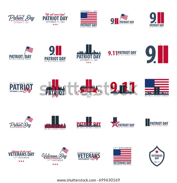 Patriot Day Emblems Logo September 11 Stock Vector (Royalty Free) 699630169