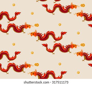 Pattern Chinese Style Red Dragons On Stock Vector (Royalty Free ...