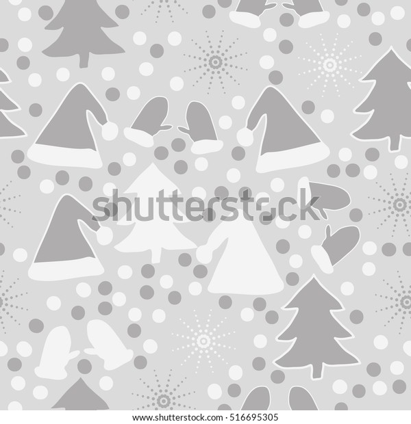 Pattern Christmas Motifs Snow Halftone Spruce Stock Vector (Royalty ...