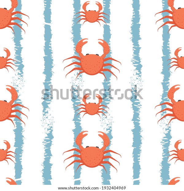 Pattern Cute Red Crabs Stripes Vector Stock Vector (Royalty Free ...