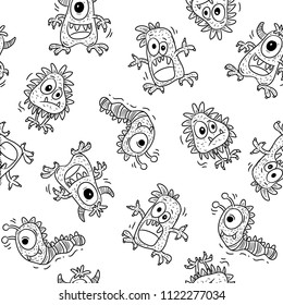 Pattern Doodle Monster Line Art Drawing: vector de stock (libre de ...
