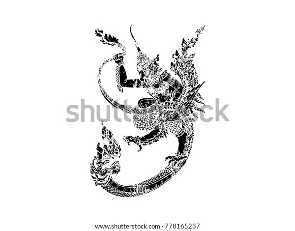Pattern Line Garuda Isolated On White: เวกเตอร์สต็อก (ปลอดค่าลิขสิทธิ์ ...