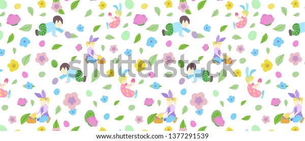 Pattern Little Boy Girl Different Poses Stock Vector (Royalty Free ...