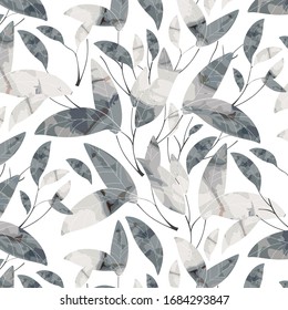 Pattern Long Leaves On White Background Stock Vector (Royalty Free ...
