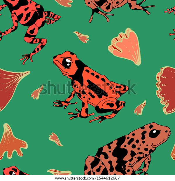 Pattern Poisonous Frogs Seamless Pattern Bright Stock Vector (Royalty ...