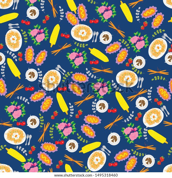 Pattern Seamless Vintage Texture Wallpaper Foody Stock Vector (Royalty ...