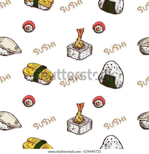 Pattern Sushi Drawing Graphic Design Objects Stock Vector (Royalty Free ...