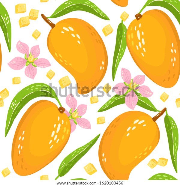 Pattern Sweet Yellow Mango Leaves Pieces Stock Vector (Royalty Free ...