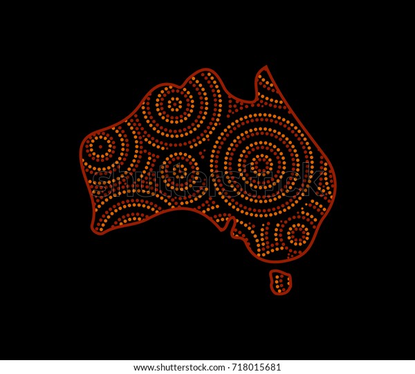 Patterned Australia Map Aboriginal Art On Stock Vector (Royalty Free ...