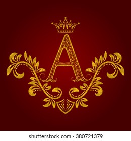 Patterned Golden Letter Monogram Vintage Style Stock Vector (Royalty ...