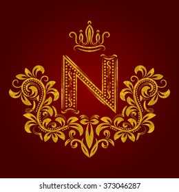 Patterned Golden Letter R Monogram Vintage Stock Vector (Royalty Free ...