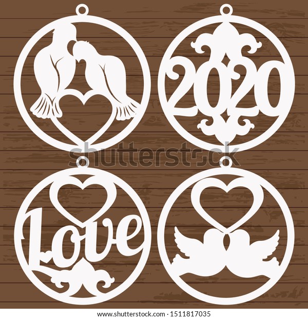 Patterns of Christmas ornaments for laser cutting.