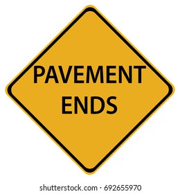 Pavement Ends Warning Sign Roadside Sign: vector de stock (libre de ...