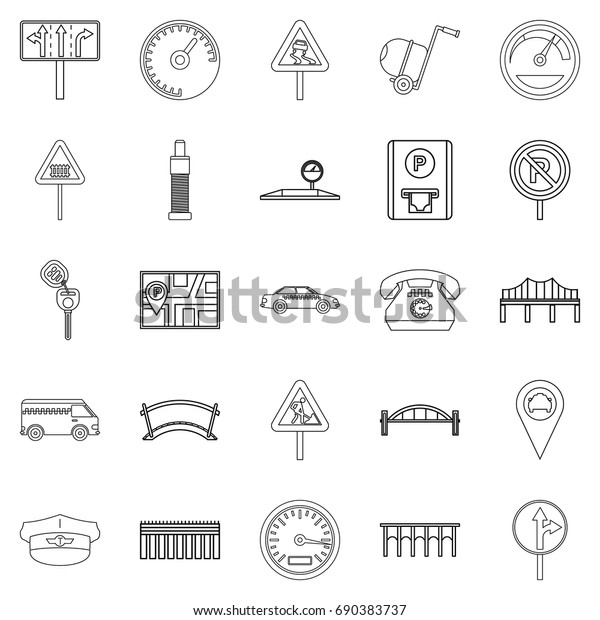 Pavement Icons Set Outline Set 25 Stock Vector (Royalty Free) 690383737 ...