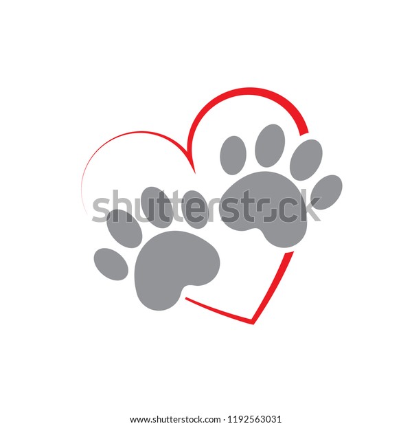 Paw Heart Logo Stock Vector (Royalty Free) 1192563031
