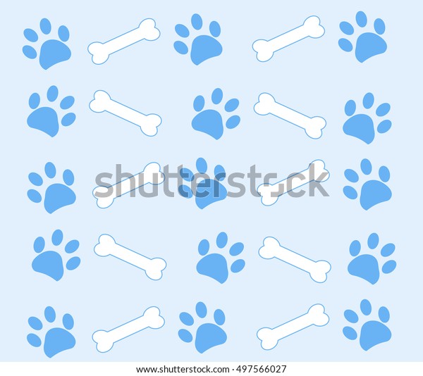 Paw Print Bone Vector Illustration Blue Stock Vector (Royalty Free ...