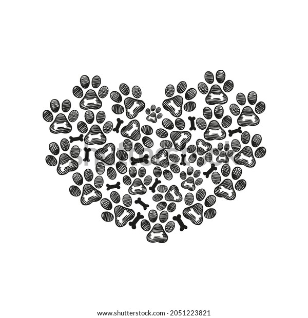 Paw Print Bones Vector Icon Background Stock Vector (Royalty Free ...