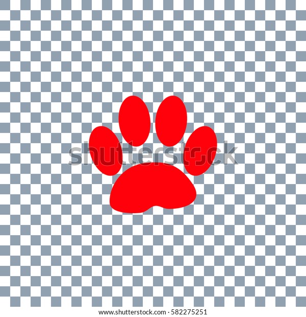 Vektor Stok Paw Print On Transparent Background Red (Tanpa Royalti ...
