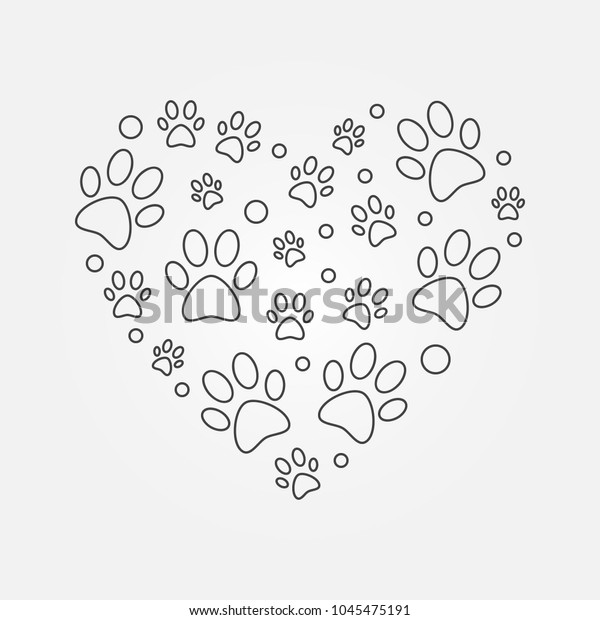 Paw Prints Heart Shape Outline Illustration Stock Vector (Royalty Free ...